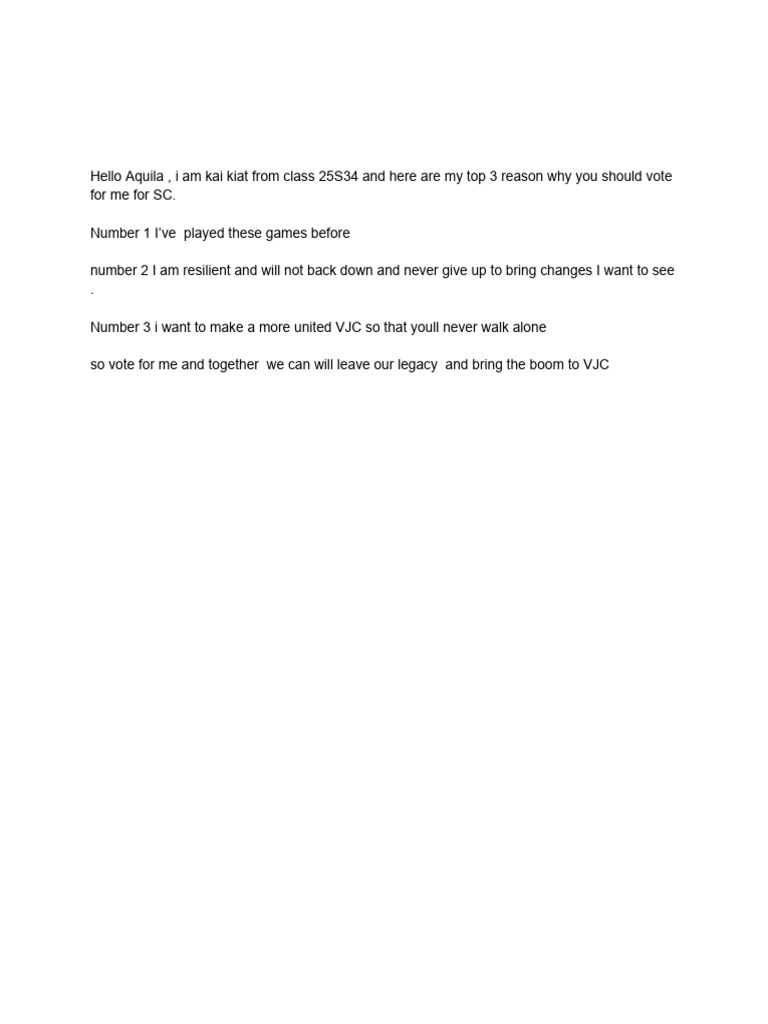 Noms Group 13 - Ooi Kai Kiat - Speech Draft 1 | PDF