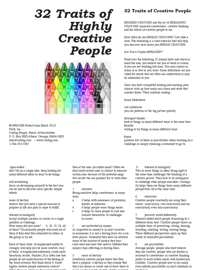 32 Traits of Creative People | PDF | Creativity | Intuition