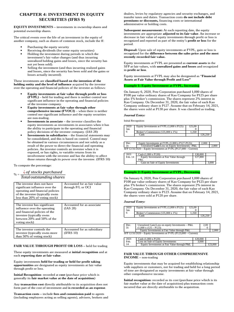 Equity Investments Under IFRS 9 Explained | PDF | Stocks | Investing