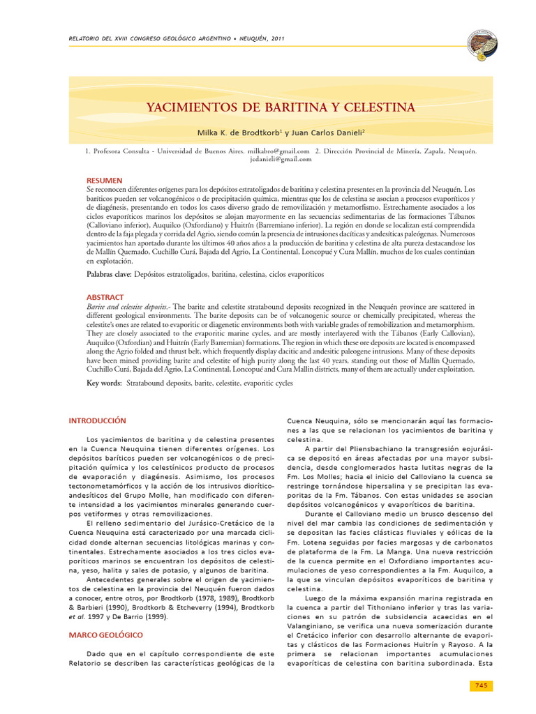 Yacimientos de Baritina y Celestina en Neuquén | PDF | Roca clástica ...