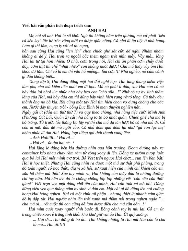 Phân Tích Truyện Anh Hai | PDF