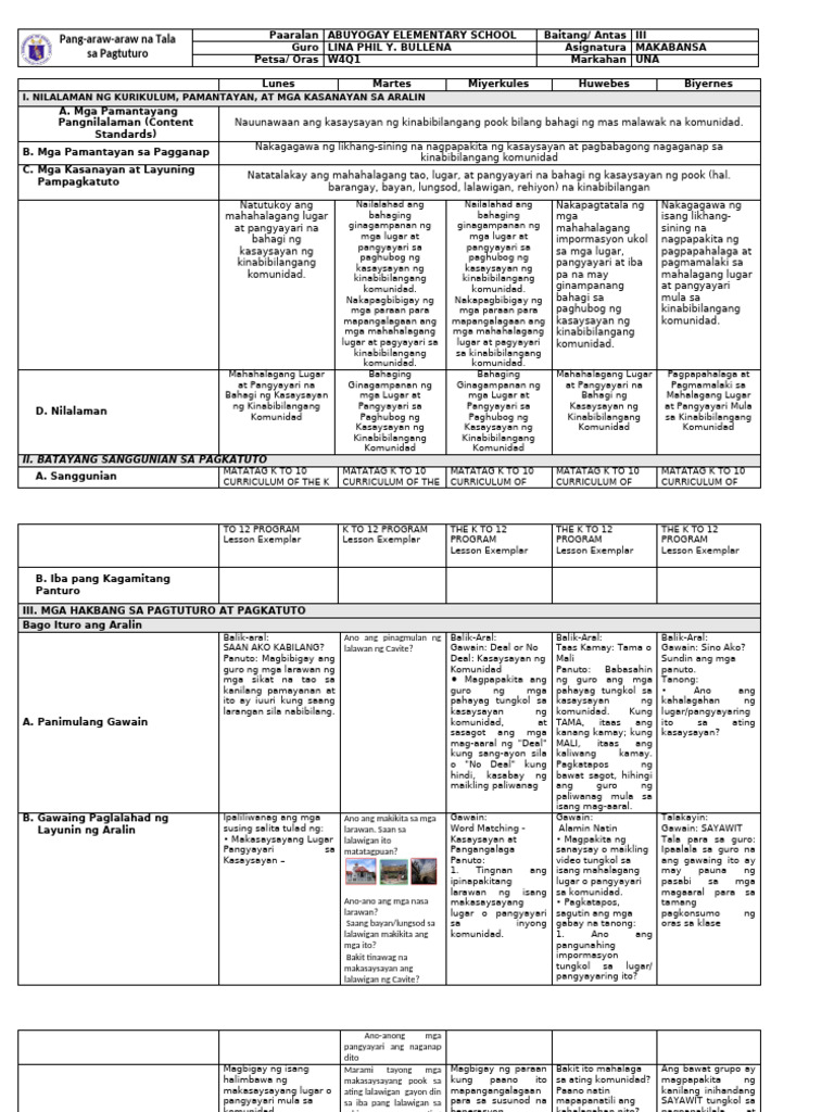 Makabansa DLL Week 4 | PDF