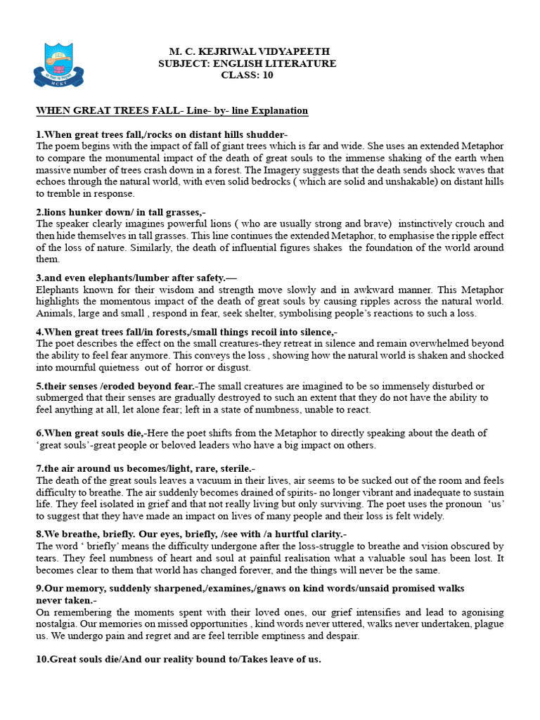 When Great Trees Fall - Explanation-2 | PDF | Grief | Feeling