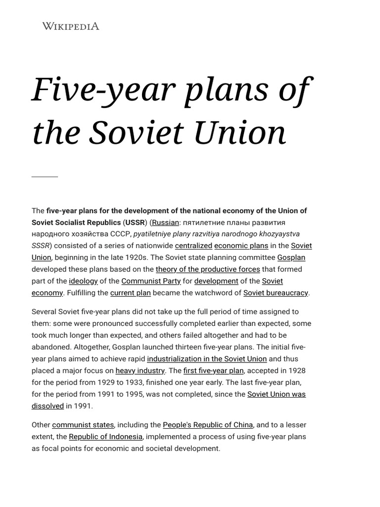 Soviet Union Five-Year Plans Overview | PDF | Soviet Union | World Politics