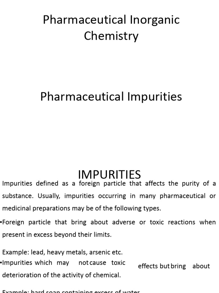 Pharmaceutical Impurity.pptx | PDF | Magnesium | Chemical Substances