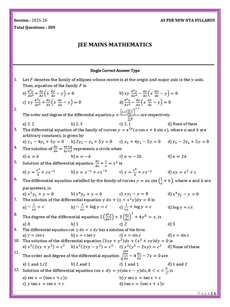 Differential Equations 1 | PDF | Tangent | Equations