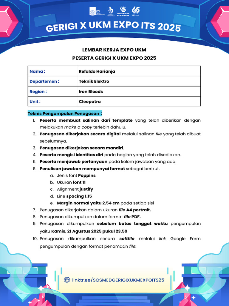 Lembar Kerja Peserta UKM Expo 2025 | PDF