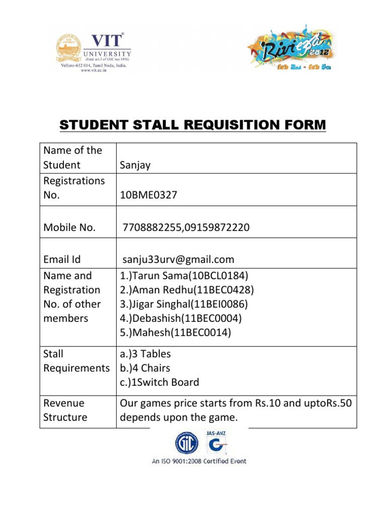 Stall Proposal | PDF | Rupee | Leisure