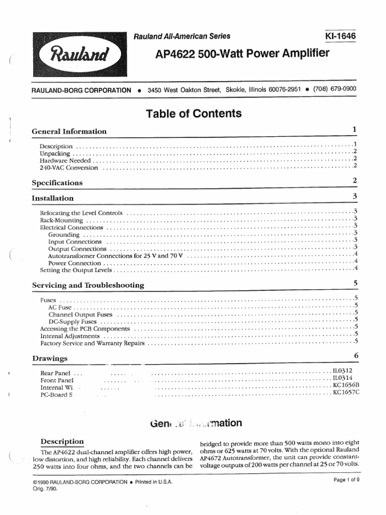 Rauland All-American Series Ap4622 Manual | PDF