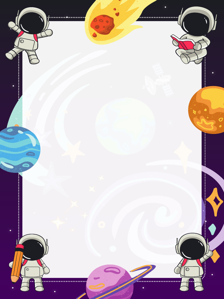 Colorful Outer Space Illustration Blank Notes A4 Document | PDF