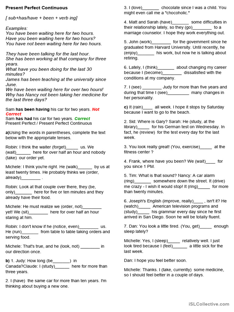 Present Perfect Continuous vs presente perfecto | PDF