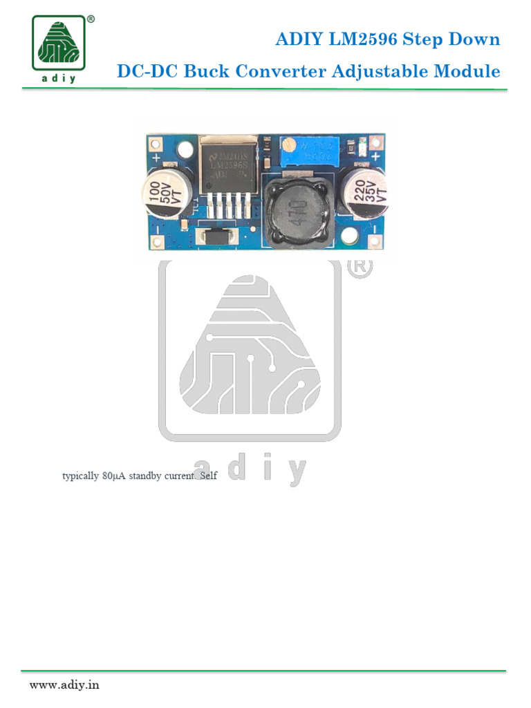 A130606 ADIY LM2596 DC DC Buck Converter Adjustable Module Datasheet | PDF | Power Electronics ...