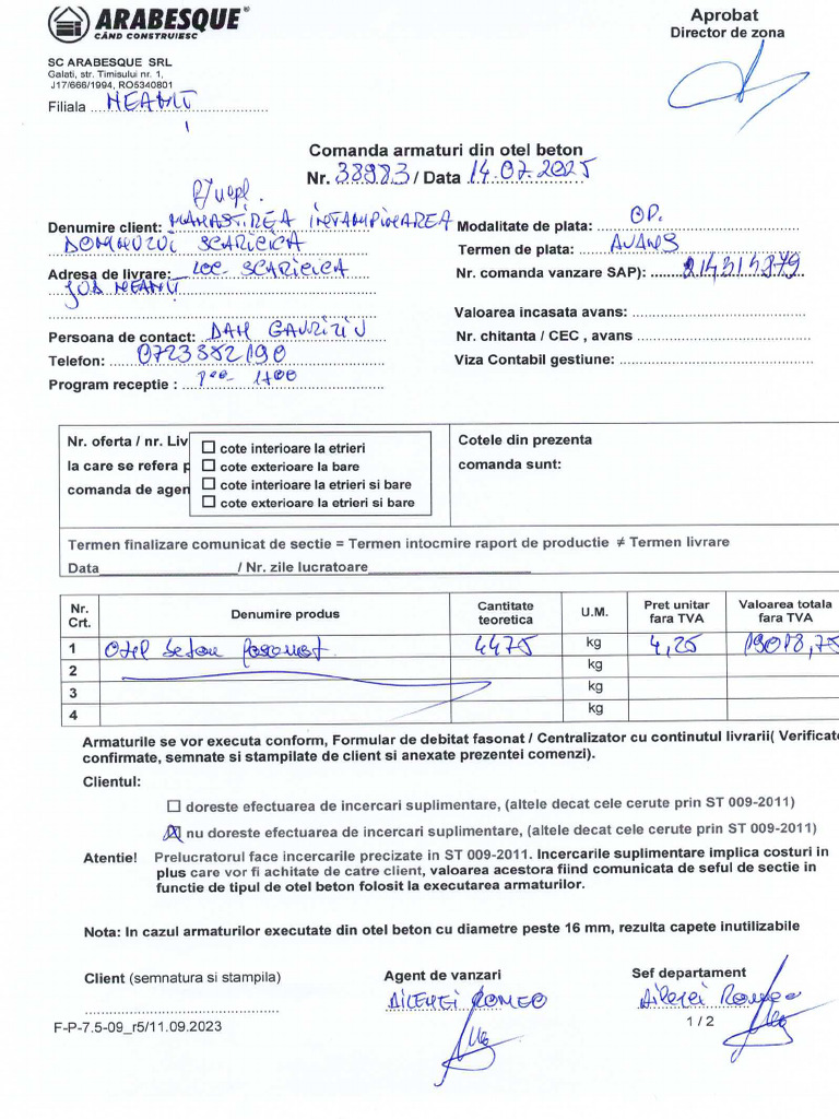Comanda Fasonat Manastirea Scaricica 38983 | PDF