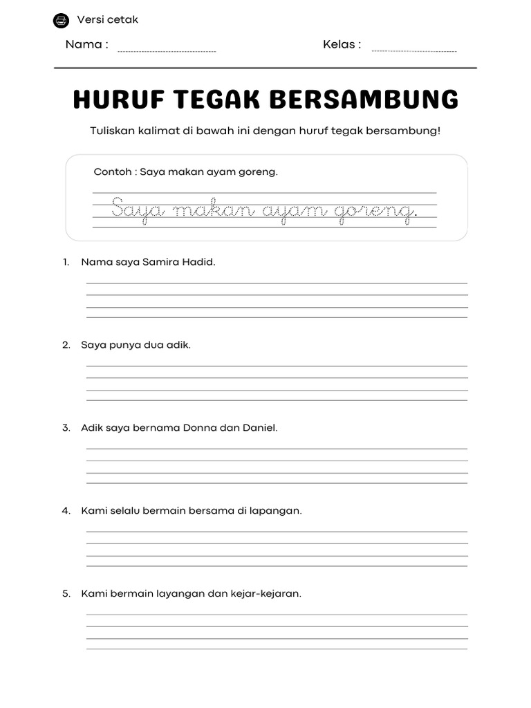 Latihan Menulis Tegak Bersambung | PDF