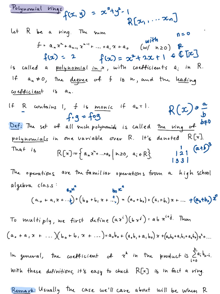 Understanding Polynomial Rings in Algebra | PDF | Polynomial | Ring ...