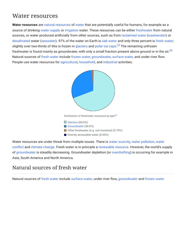 Water Resources - Wikipedia | PDF | Water Resources | Reclaimed Water