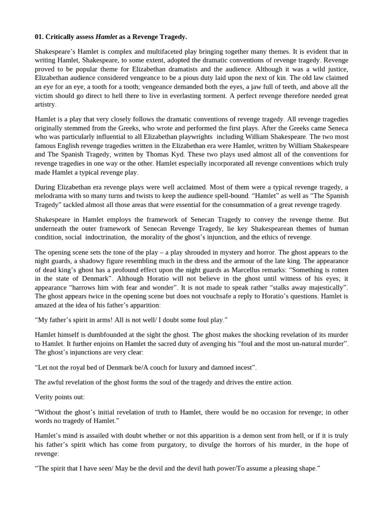 Hamlet As A Revenge Tragedy | PDF | Hamlet