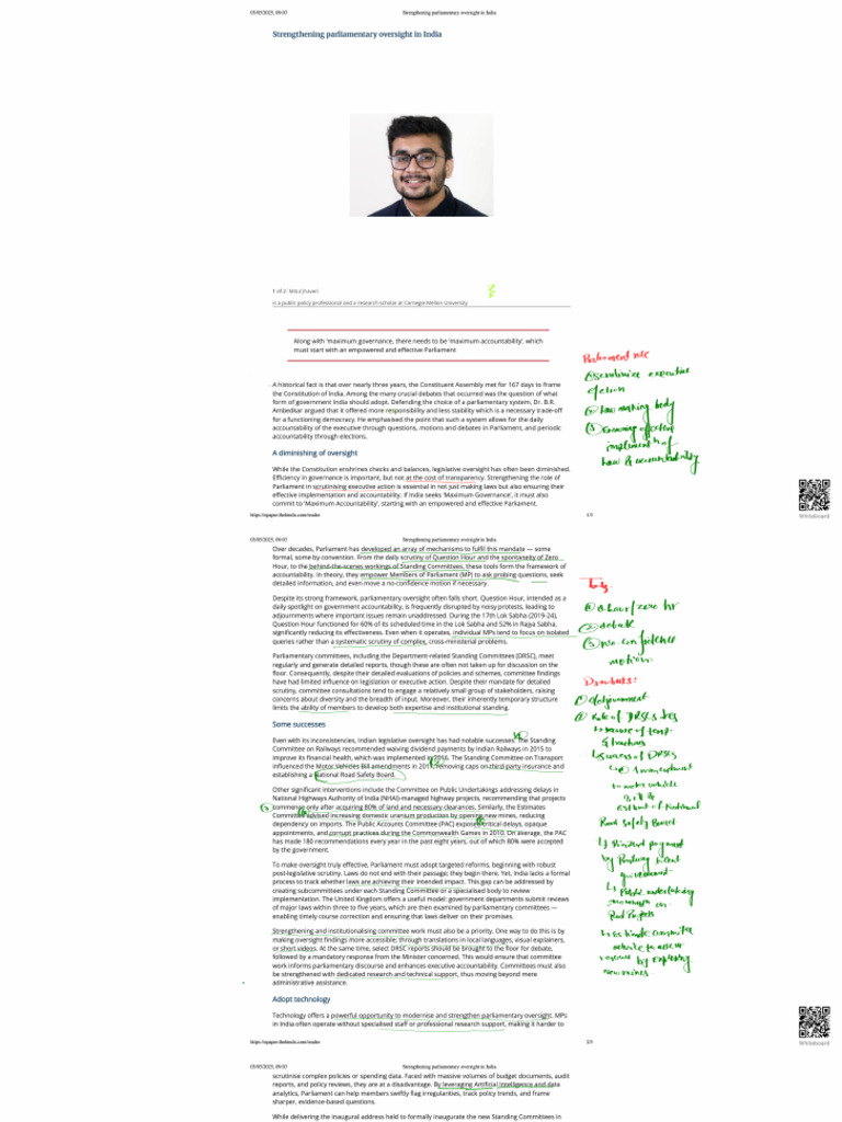 Parliament Working and Drawbacks | PDF