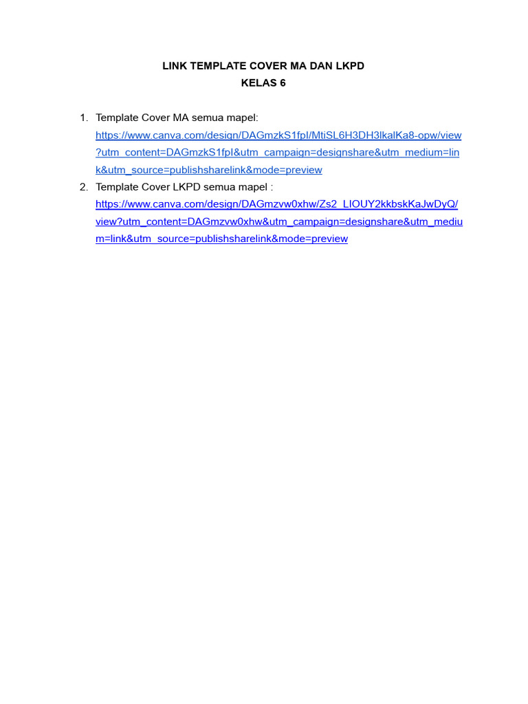 Kelas 6 MA LKPD Cover Templates | PDF