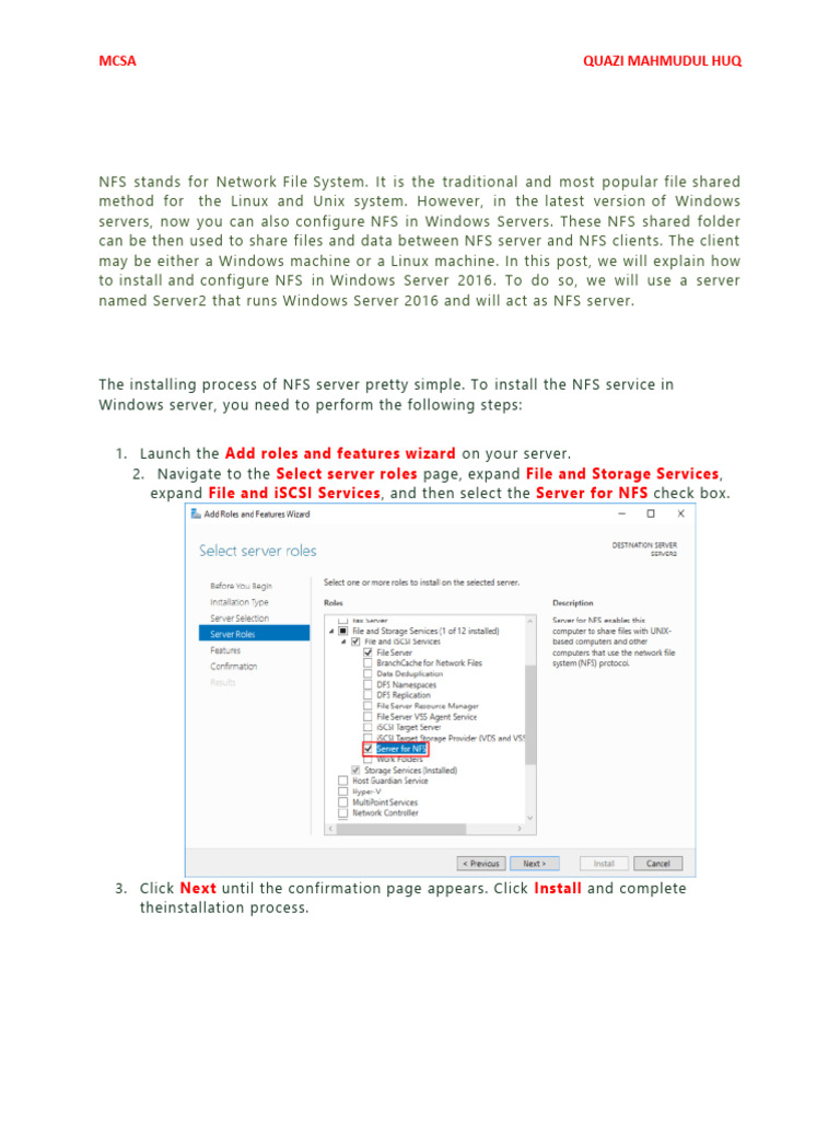 Configure NFS on Windows Server 2016 | PDF | Operating System Families ...