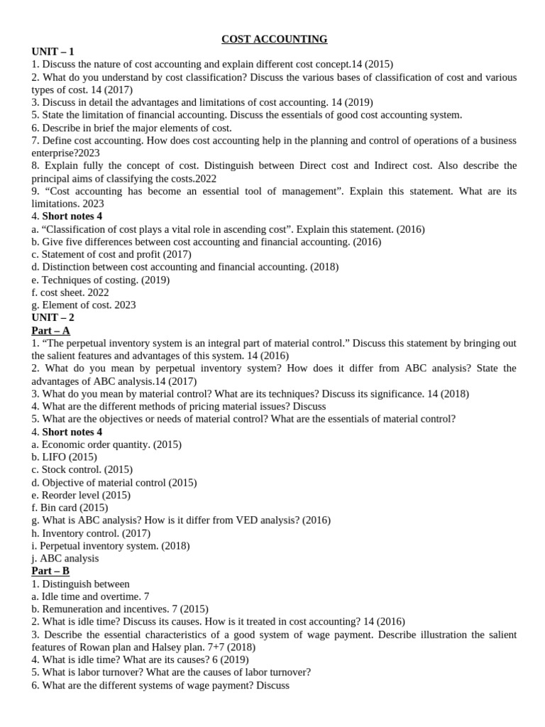 Cost Accounting Concepts and Techniques | PDF | Cost Accounting ...