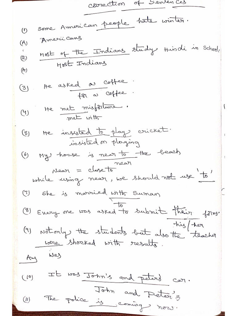 Correction of Sentences -1-1 | PDF