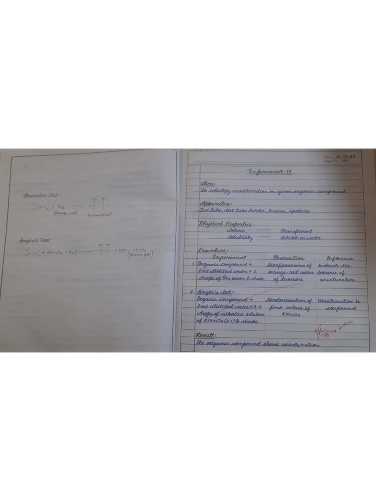 Test for Unsaturation (1) | PDF
