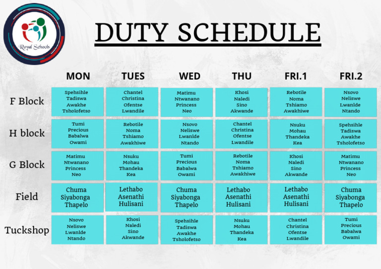 Term 2 Prefect Duty Schedule | PDF