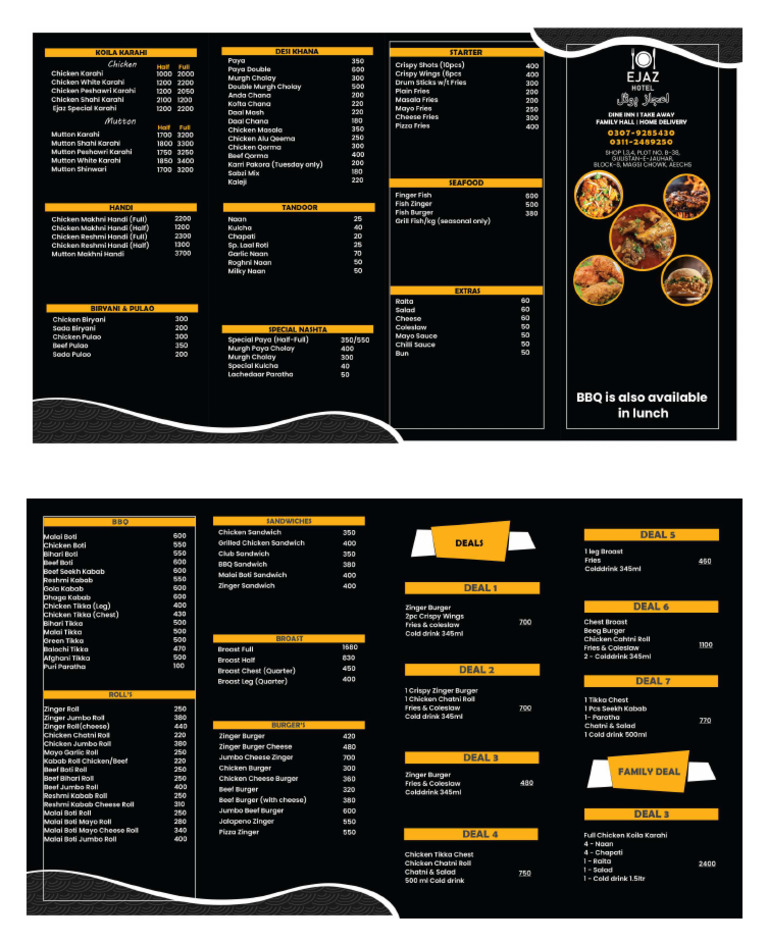 IJAZ MENU Both Sides New-01 | PDF