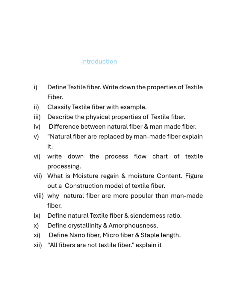 Textile Fiber Properties and Classification | PDF