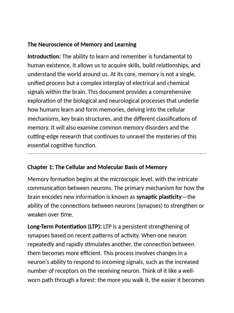 The Neuroscience of Memory and Learning | PDF | Memory | Recall (Memory)