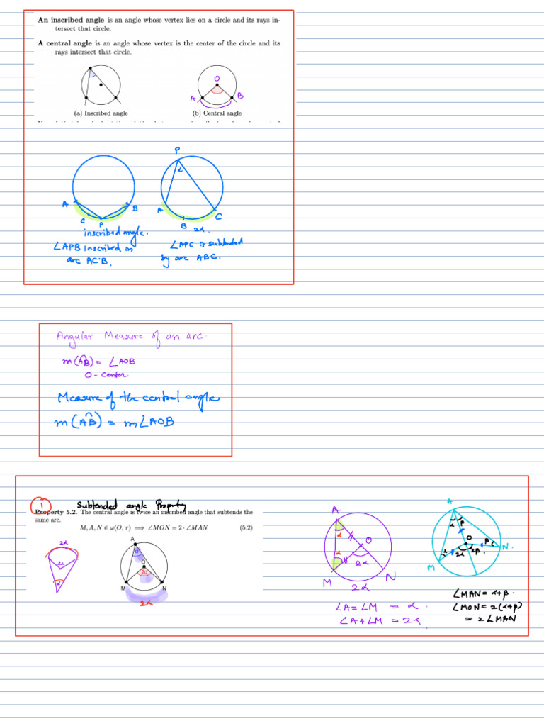 JR Geo Circle Properties 2 | PDF | Angle | Geometric Shapes