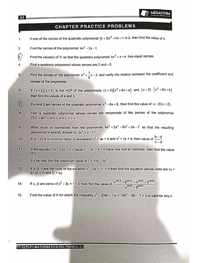 Polynomials FIITJEE Book | PDF