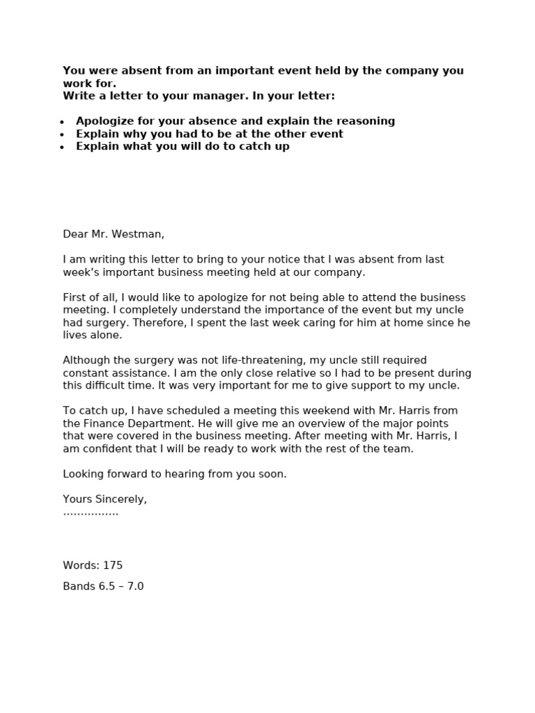 Apology for Missing Business Meeting | PDF