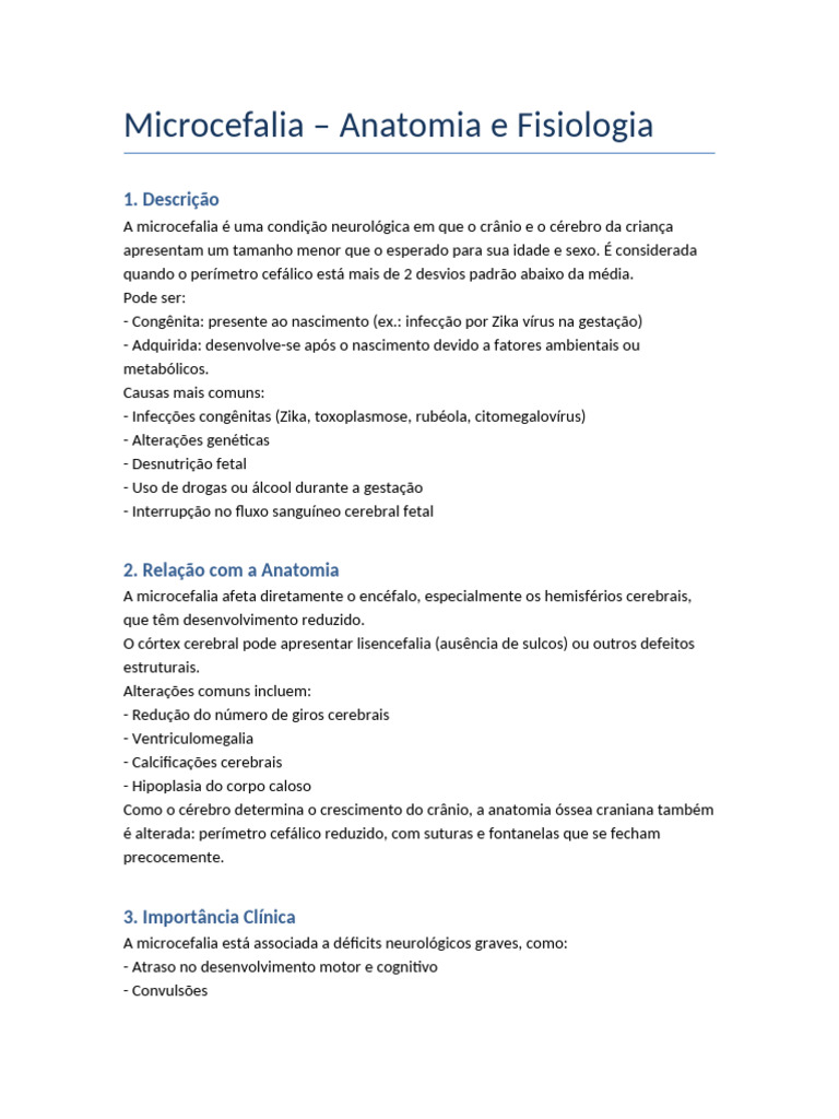 Microcefalia: Causas e Cuidados Essenciais | PDF | Cérebro | Doenças e ...