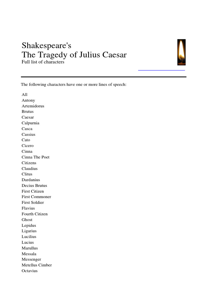 Full Character List in Julius Caesar | PDF