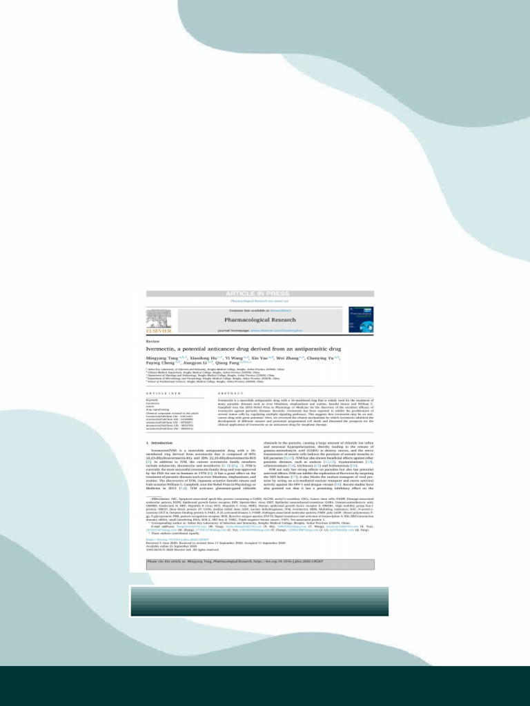 Ivermectin, A Potential Anticancer Drug Derived From An Antiparasitic ...