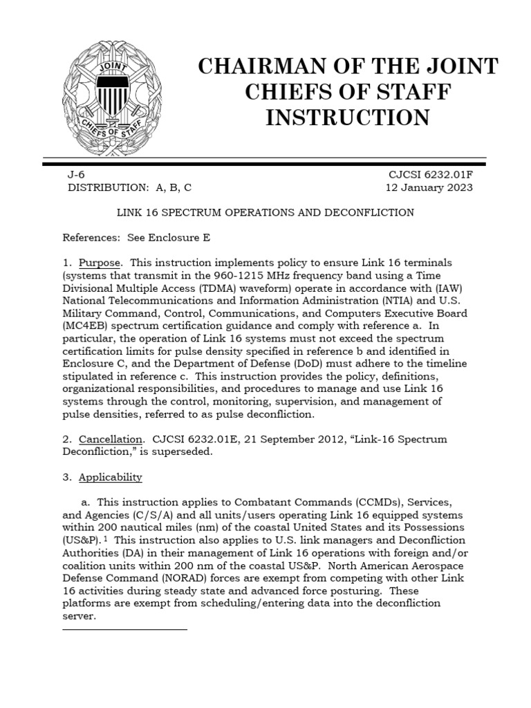 Cjcsi 6232.01F | PDF | Telecommunications