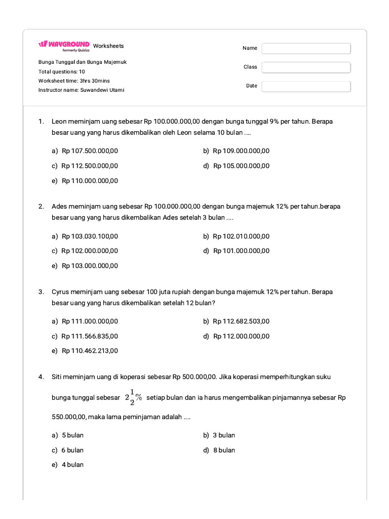 Bunga Tunggal Dan Bunga Majemuk - Wayground | PDF