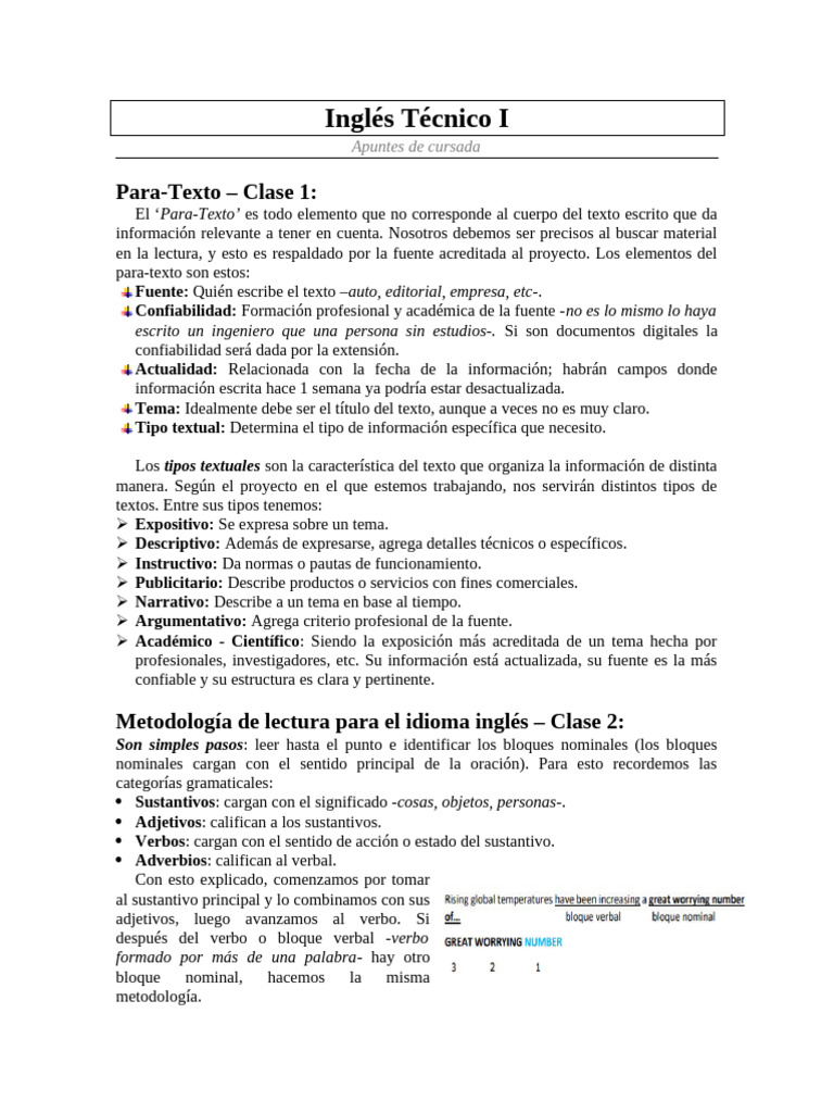 Inglés Técnico I - Apunte | PDF | Información | Verbo