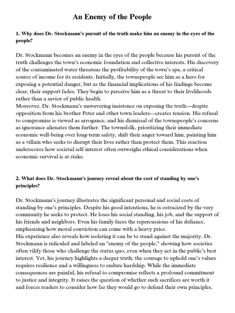 Dr. Stockmann: Truth vs. Community利益 | PDF
