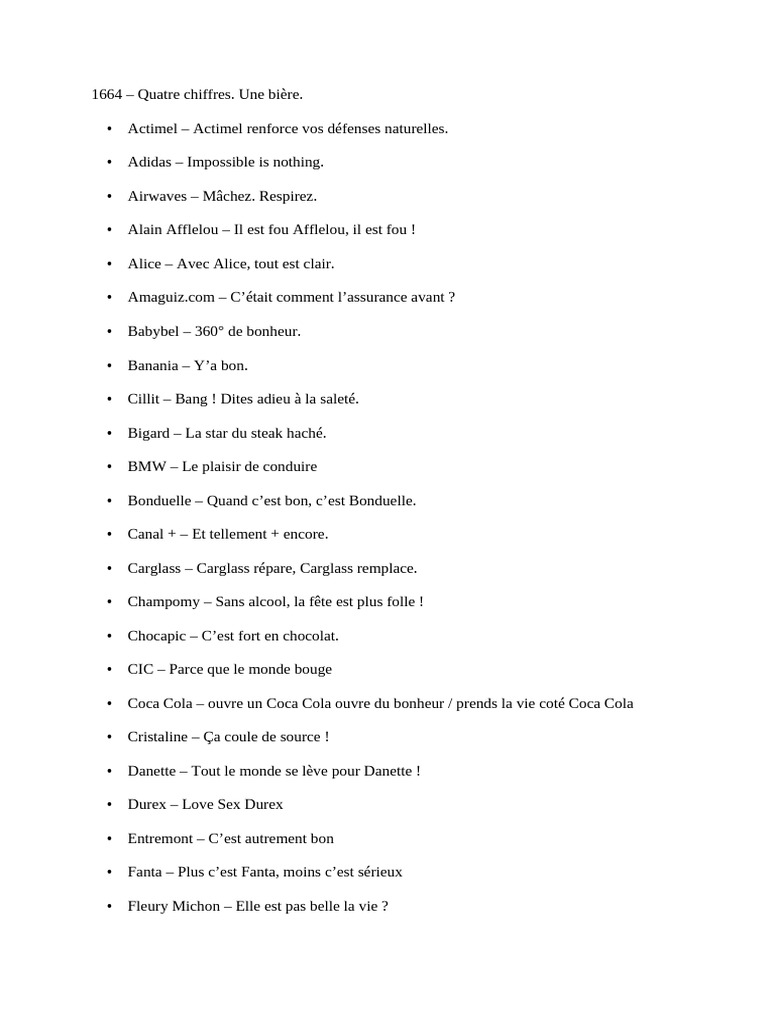 Slogans Publicitaires Célèbres | PDF