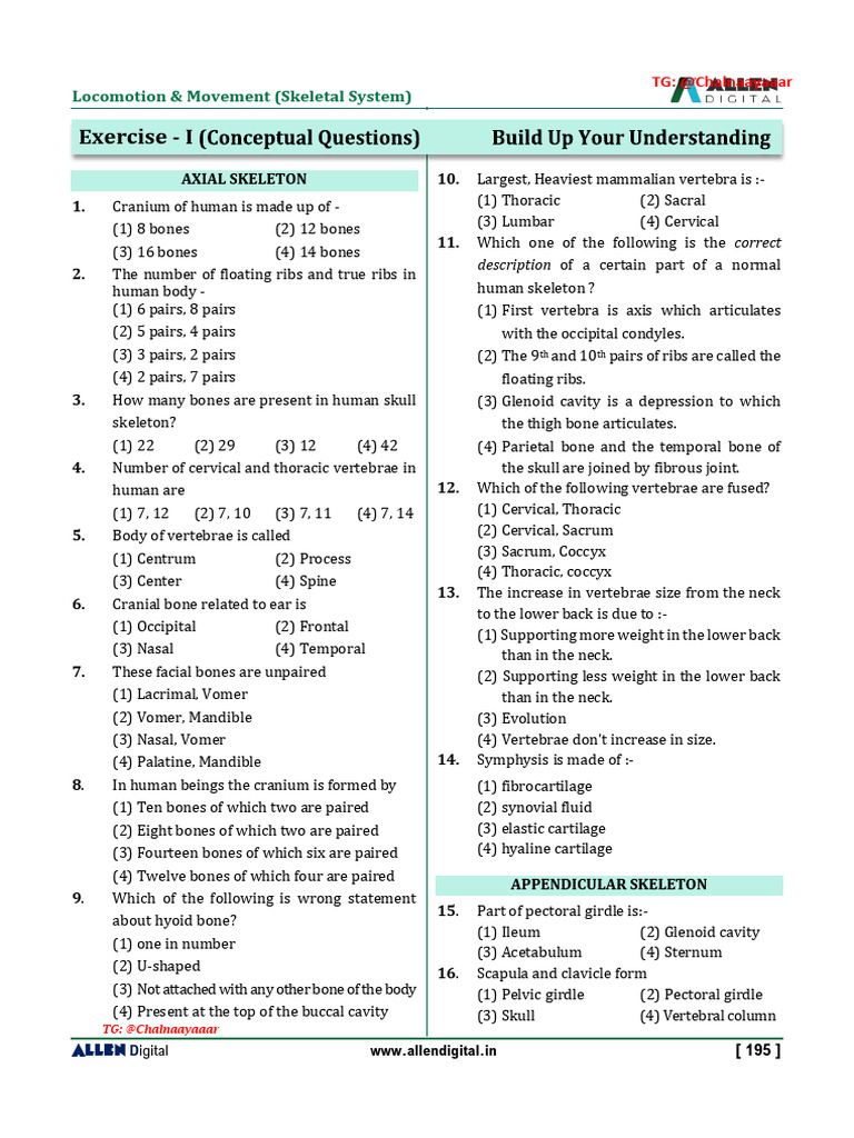 Locomotion & Movement (Skeletal System) | PDF | Skeletal Muscle | Muscle Contraction