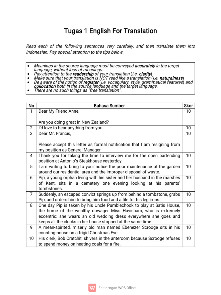 English to Indonesian Translation Task | PDF | Linguistics