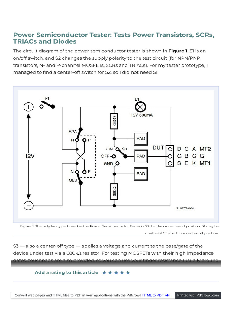 Power Tester for TRIACs and SCRs | PDF