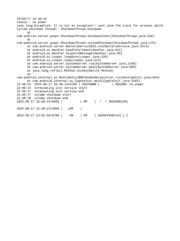Power Off Reset Reason | PDF