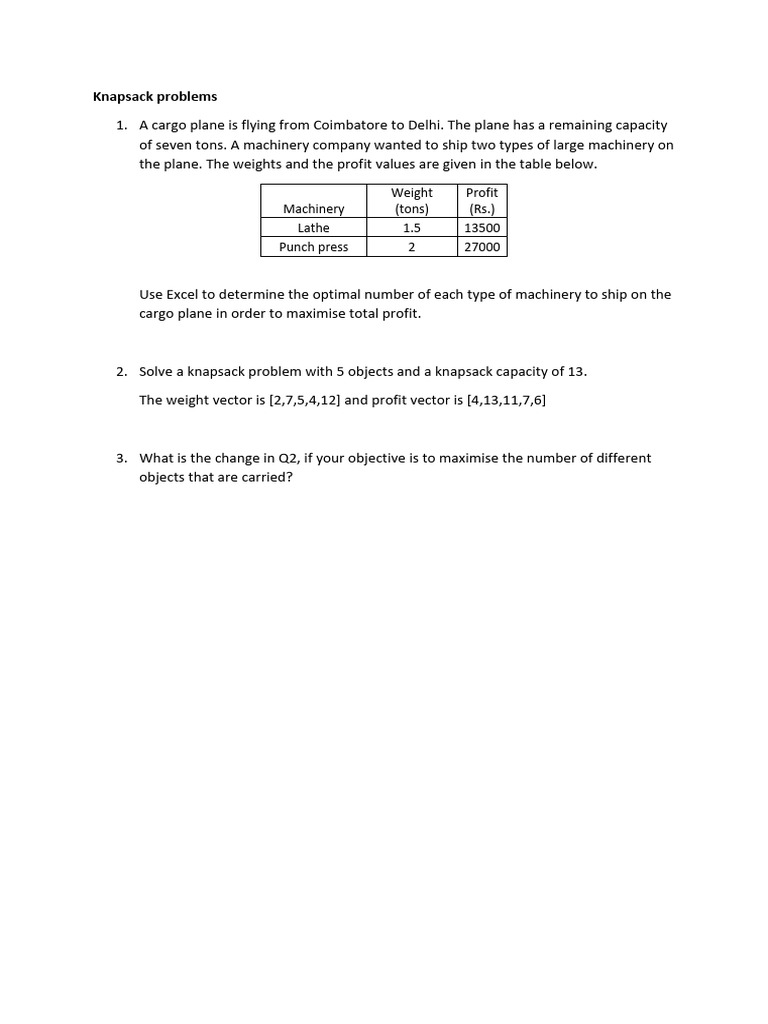 Knapsack Problems | PDF