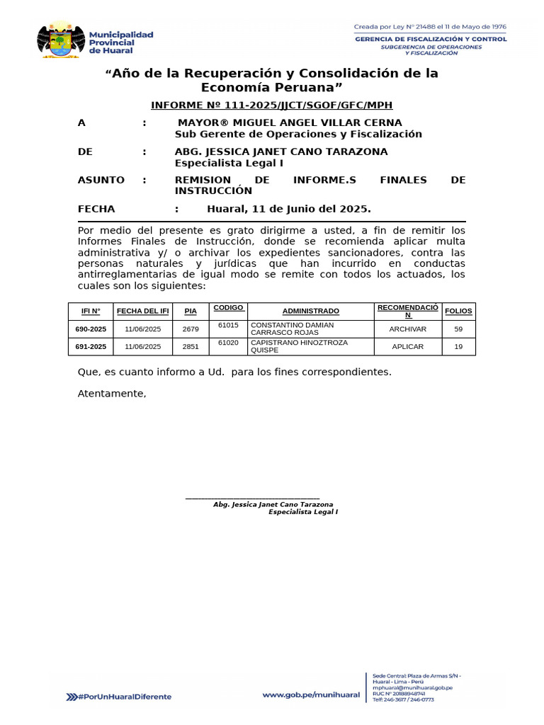 INFORME N°111-25 PAS IFI - | PDF