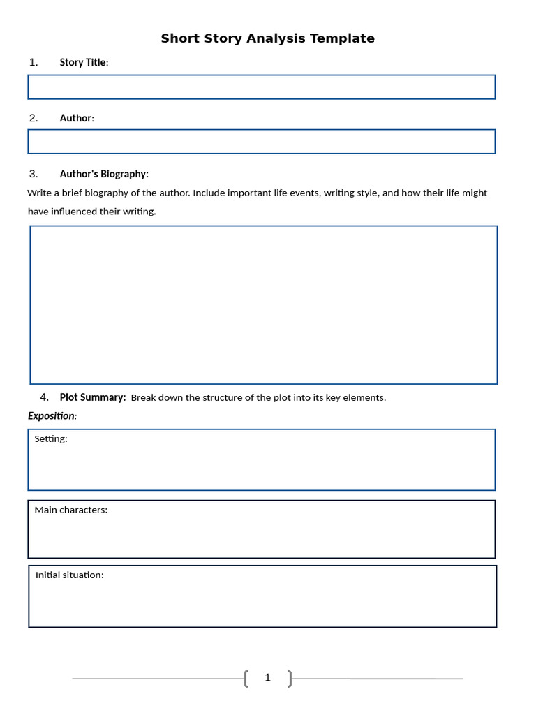 Short Story Analysis Template 1-1 | PDF