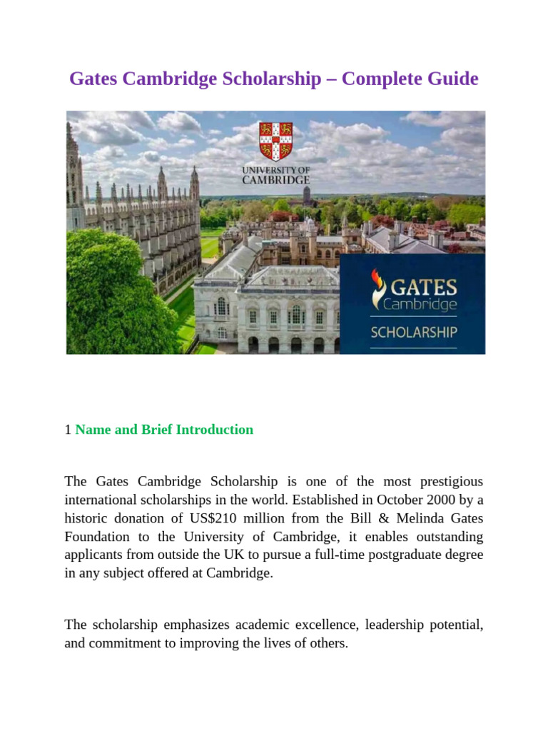 Report On Gates Cambridge Scholarship | PDF | Postgraduate Education ...